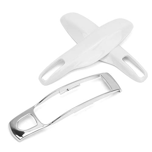 Car Key Case For Porsche 911 Panamera Macan Boxste Key Fob Protector Cover Shell Case Trim Replacement (White + Silver)