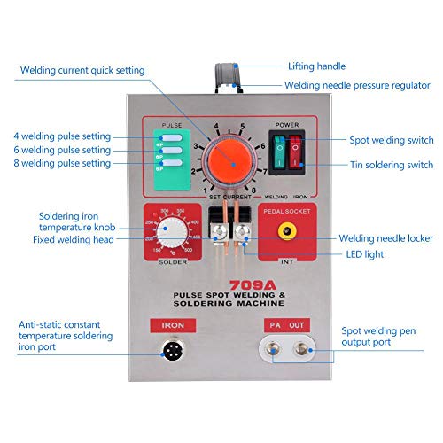 Battery Spot Welder, 150-450°C Fixed Welding Lithium Battery Spot Welder 20Vdc Adjustable Needle 3.2kW for Electrocar(US Plug 110V)