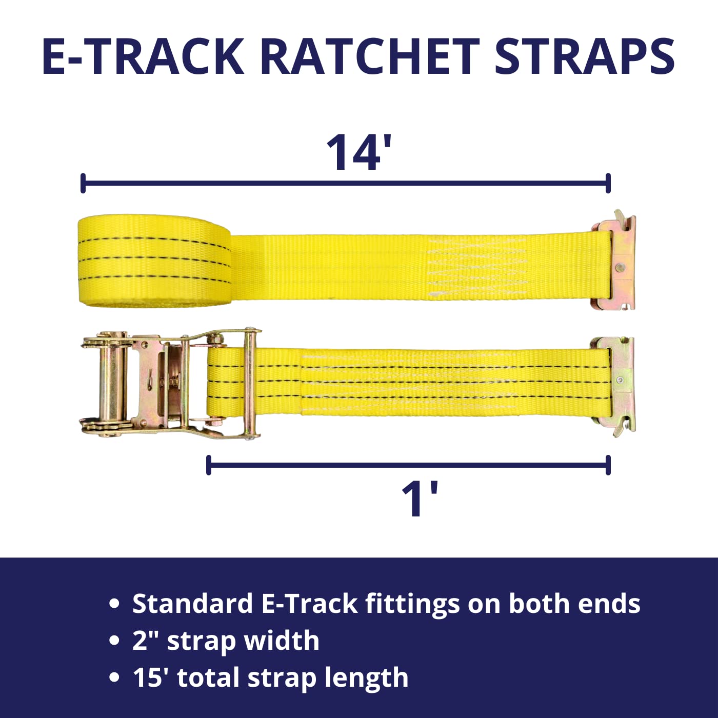 8 Pack E-Track Ratchet Straps 2" x15' 4400LB Tie Down