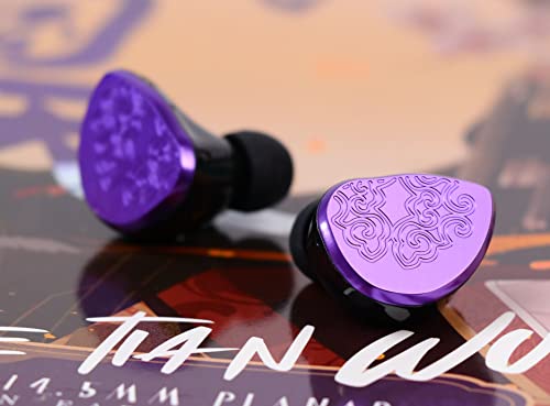 Linsoul TANGZU Wu Zetian HiFi 14.5mm Planar Driver in Ear Earphone with 3D Printed Resin Shell, CNC Aluminum Faceplate, Detachable 0.78mm 2Pin 5N OFC Cable for Audiophile Musician DJ Stage (3.5mm)