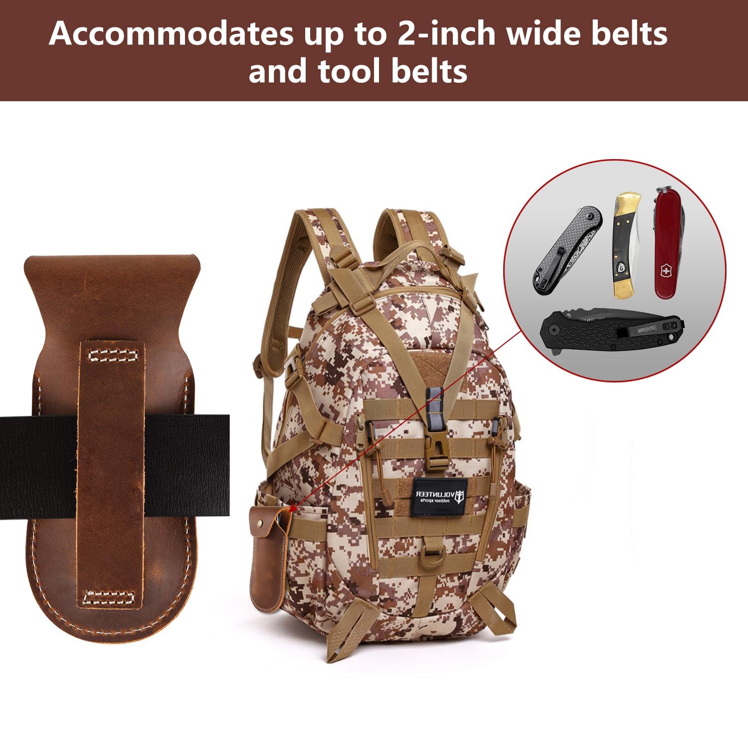 Biobasedon Leather Knife Sheath for Belt Knife - Case Knife Holder for Swiss Army Knife, Buck Pouch for 4 Inch Folding Knife(Not for Buck 110