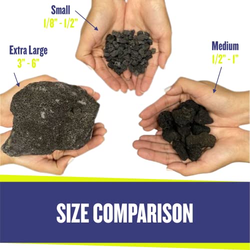 American Fireglass Extra Large Lava Rock, 3" - 6" | Use in Fireplace, Fire Pit or Bowl | Outdoor & Indoor Volcanic Rock for Natural Gas or Propane Fires | Decorative Landscaping | 10 lb Bag