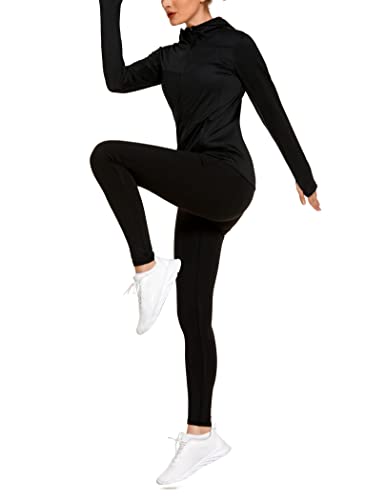 COOrun Women's UPF 50+ Sun Protection Hoodie Jacket Lightweight Full Zip Running Jacket Athletic Jacket with Thumb Holes