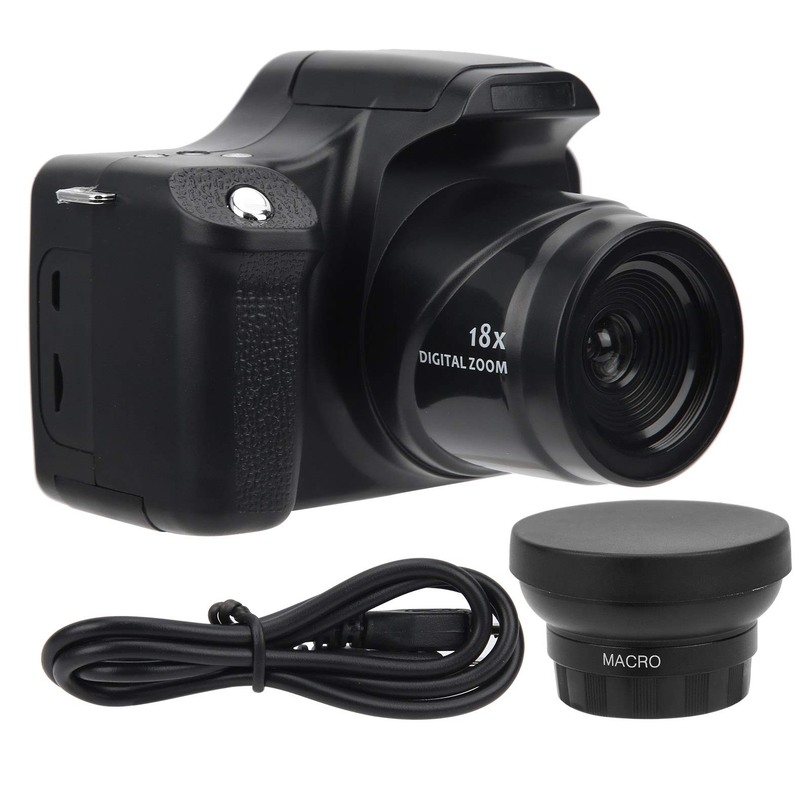 ANGGREK Photography Camera Camara,3.0 in LCD Screen 18X Zoom Hd SLR Camera Long Focal Length Portable Digital Camera (Standard Edition + Wide Angle Lens), (ANGGREKogidt2shf7-12)