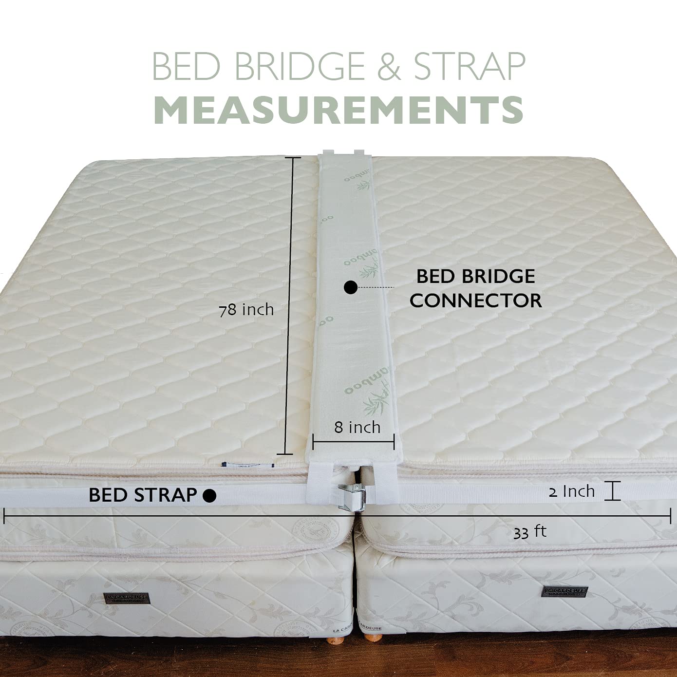 BALIBETOV Twin to King Bed Converter Mattress Bridge, Adjustable Connector Gap Filler Kit, Soft Memory Foam Topper with Bedding Strap, Full, Queen, XL Compatible