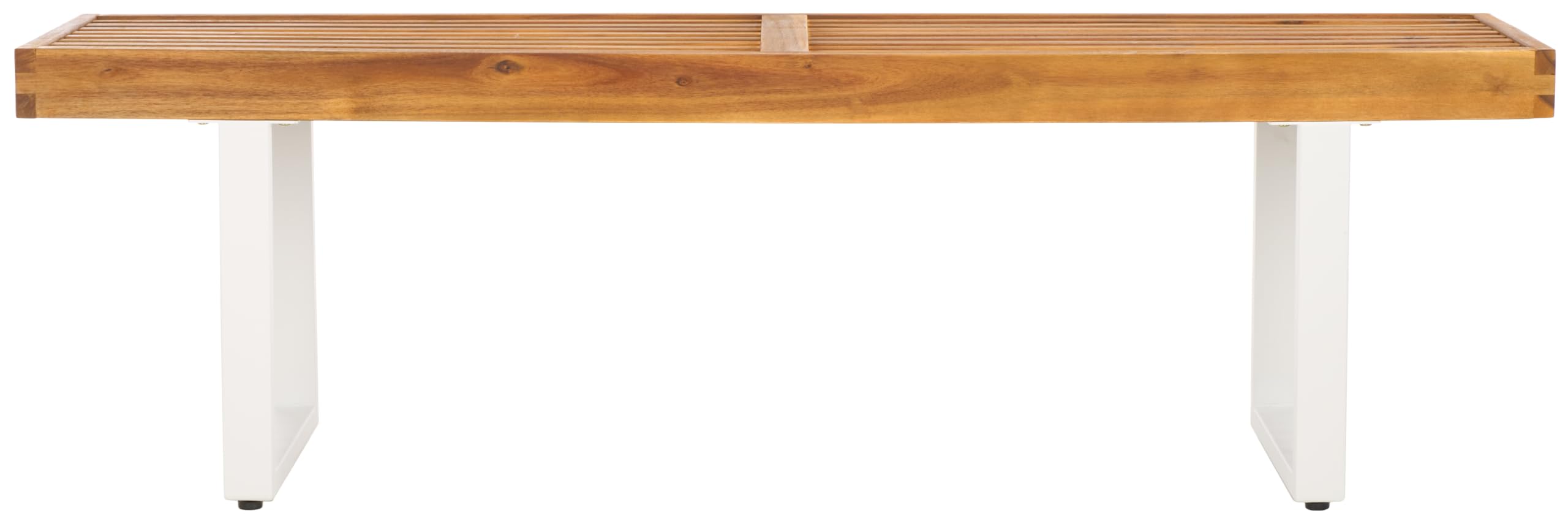 SAFAVIEH Outdoor Collection Monti Natural/White Solid Wood Bench, Ideal for Deck, Patio, Backyard, Sunroom