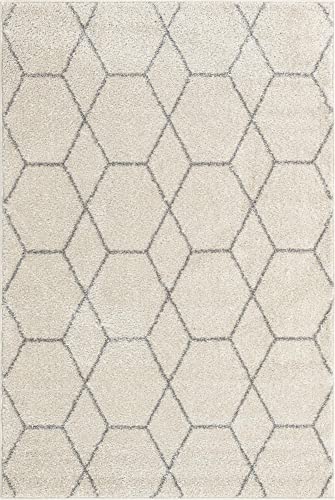 Unique Loom Trellis Frieze Collection Area Rug - Geometric (4' 1" x 6' 1", Ivory/ Gray)