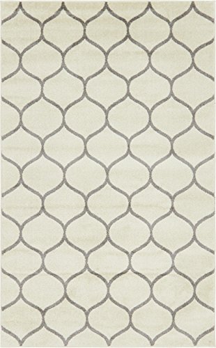 Unique Loom Trellis Frieze Collection Area Rug - Rounded (5' 1" x 8', Ivory/ Gray)