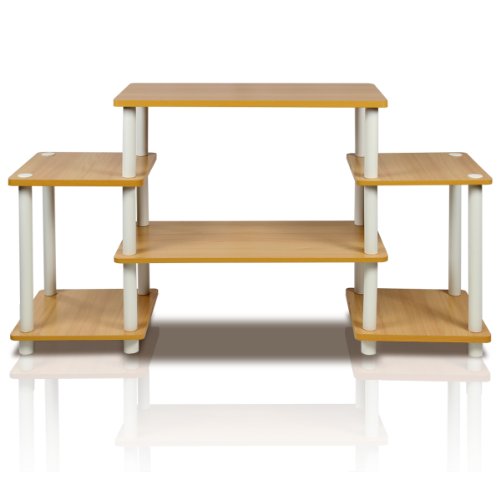 Furinno Turn-N-Tube No Tools Entertainment TV Stands, Beech/White, Square Corner