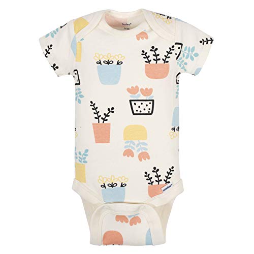 Grow by Gerber Baby Girls 5-Pack Short-Sleeve Onesies Bodysuits, Orange/Yellow/Green/Ivory, Newborn