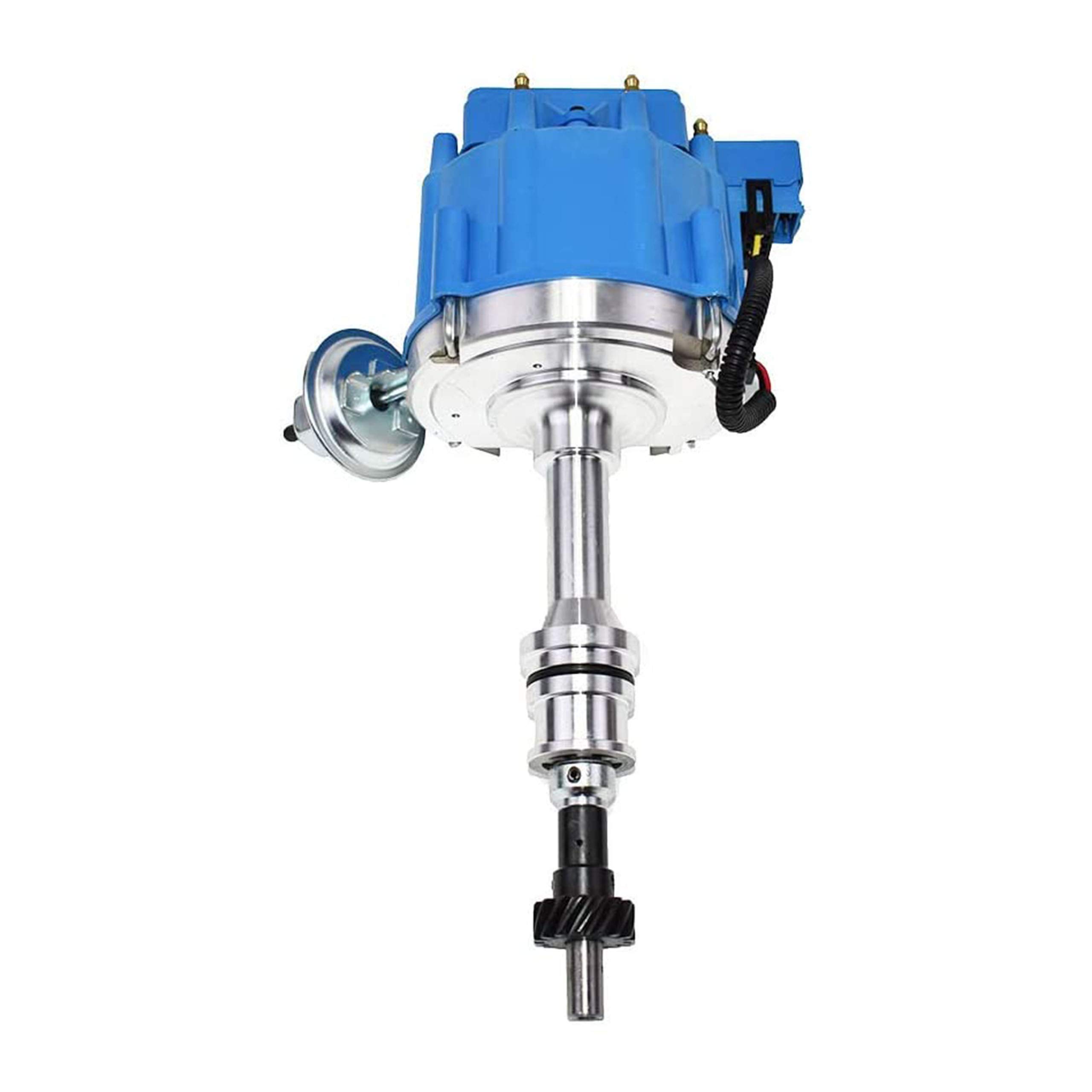 A-Team Performance - HEI Complete Distributor 65K-Volt Coil, 8 Cylinders - Compatible with BBF Big Block Ford 351C 351M 400M 429 460 - One Wire Installation Blue Cap
