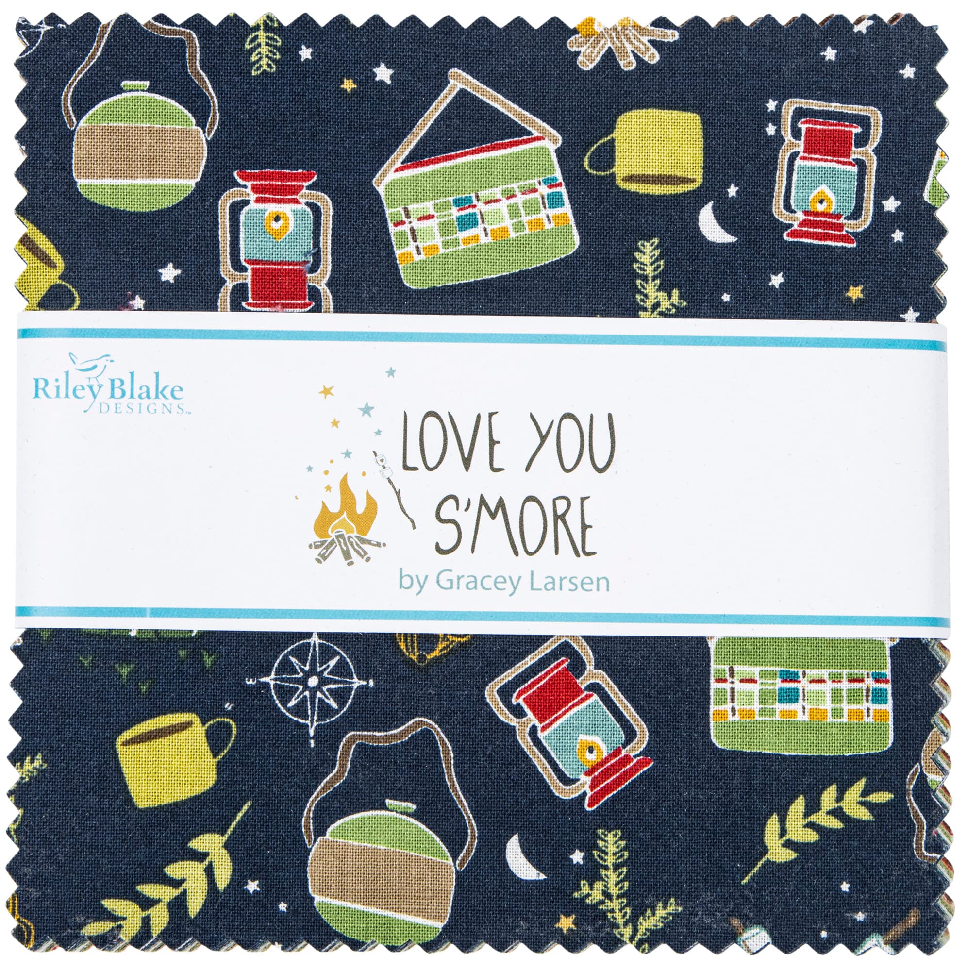 Love You S'More Riley Blake 5-inch Stacker, 42 Precut Fabric Quilt Squares by Gracey Larsen, Assorted