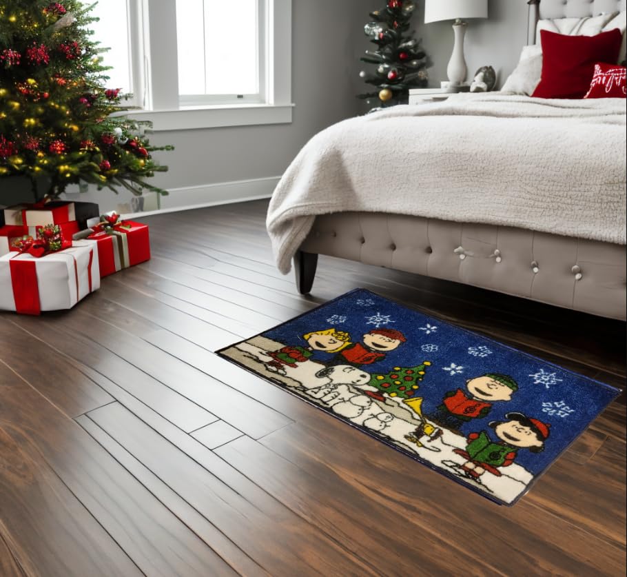 Nourison Peanuts Characters Accent Rug, Holiday Caroling Around the Tree, Area Rug, 18 x 30 Inches