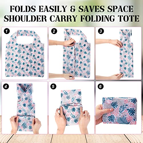 Eccliy 24 Pieces Reusable Grocery Bags Polyester Shopping Bags for Groceries Multi Colors Reusable Bags Foldable Shopping Bag (Flower Style)