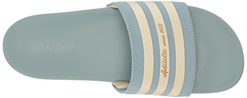 adidas Unisex Adilette Comfort Slide Sandal, Magic Grey/Wonder White/Gold Metallic, 19 US Women
