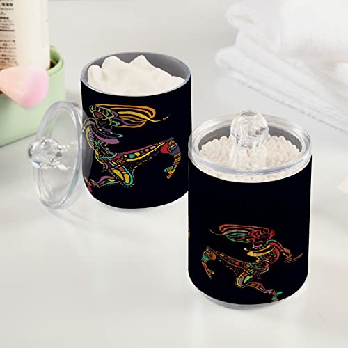 Blueangle 2PCS African Girl Dancer Qtip Holder Dispenser with Lids - Apothecary Jar Containers for Vanity Organizer Storage - Plastic Food Storage Canisters(1031)