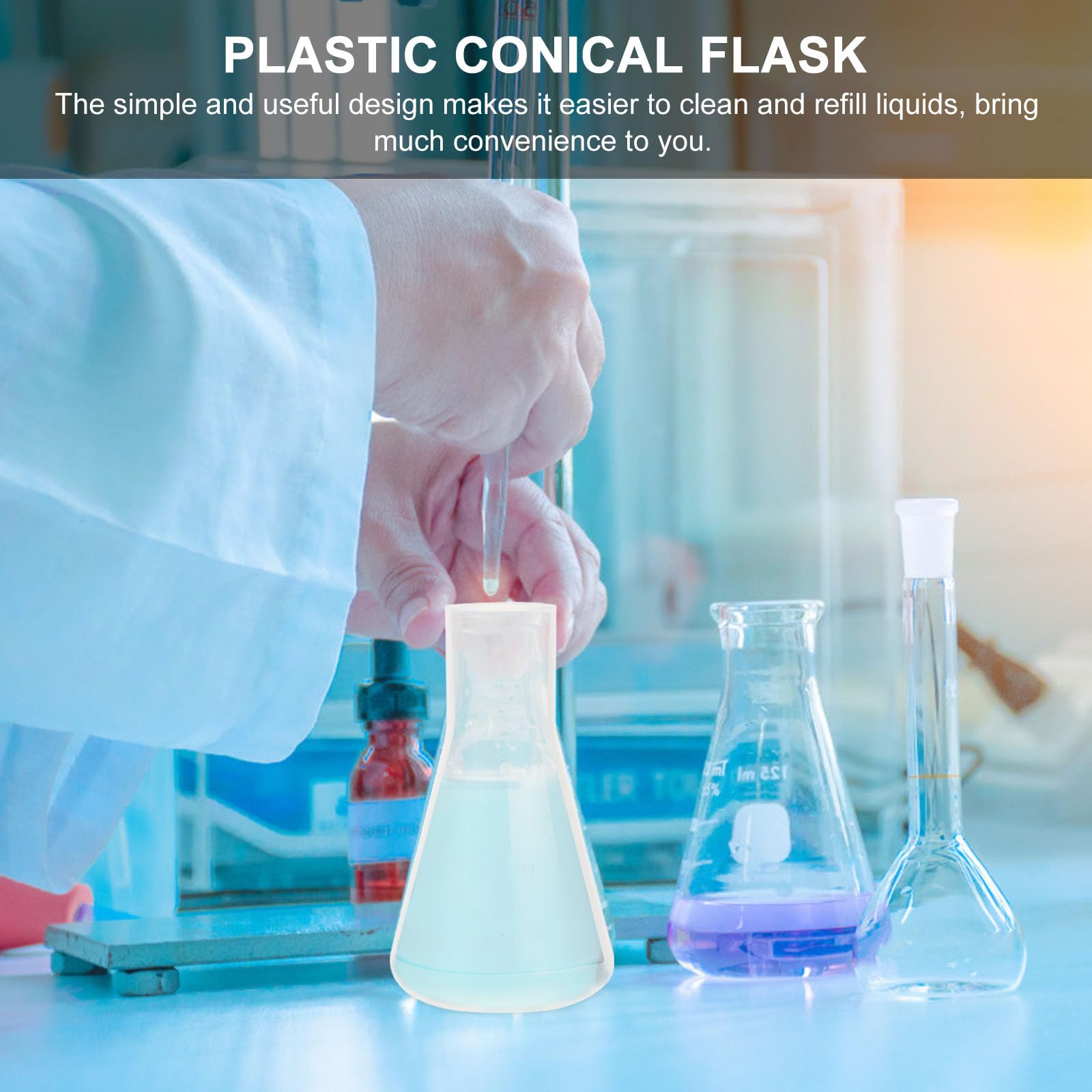 Beakers 10pcs Science Scientific Scale Erlenmeyer Flasks Laboratory Practical Plastic Lab Experiment Mouth for Jar Narrow Flask Supplies Conical Labs Experimental Glass