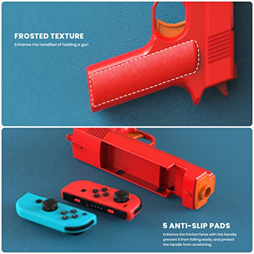 CODOGOY Shooting Game Gun Controller Compatible with Switch/Switch OLED Joy-Con, Hand Grip Motion Controller for Nintendo Switch Shooter Hunting Games (Blue + Red)