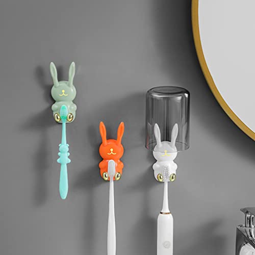 Cabilock 4pcs Adorable Rabbit Nail Free Hook Wall Coat Hanger Rabbit Wall Hooks Umbrella Holder No Punching Key Hook Bathroom Hooks Adhesive Cable Organizer Abs Child Key Chain Wall-Mounted
