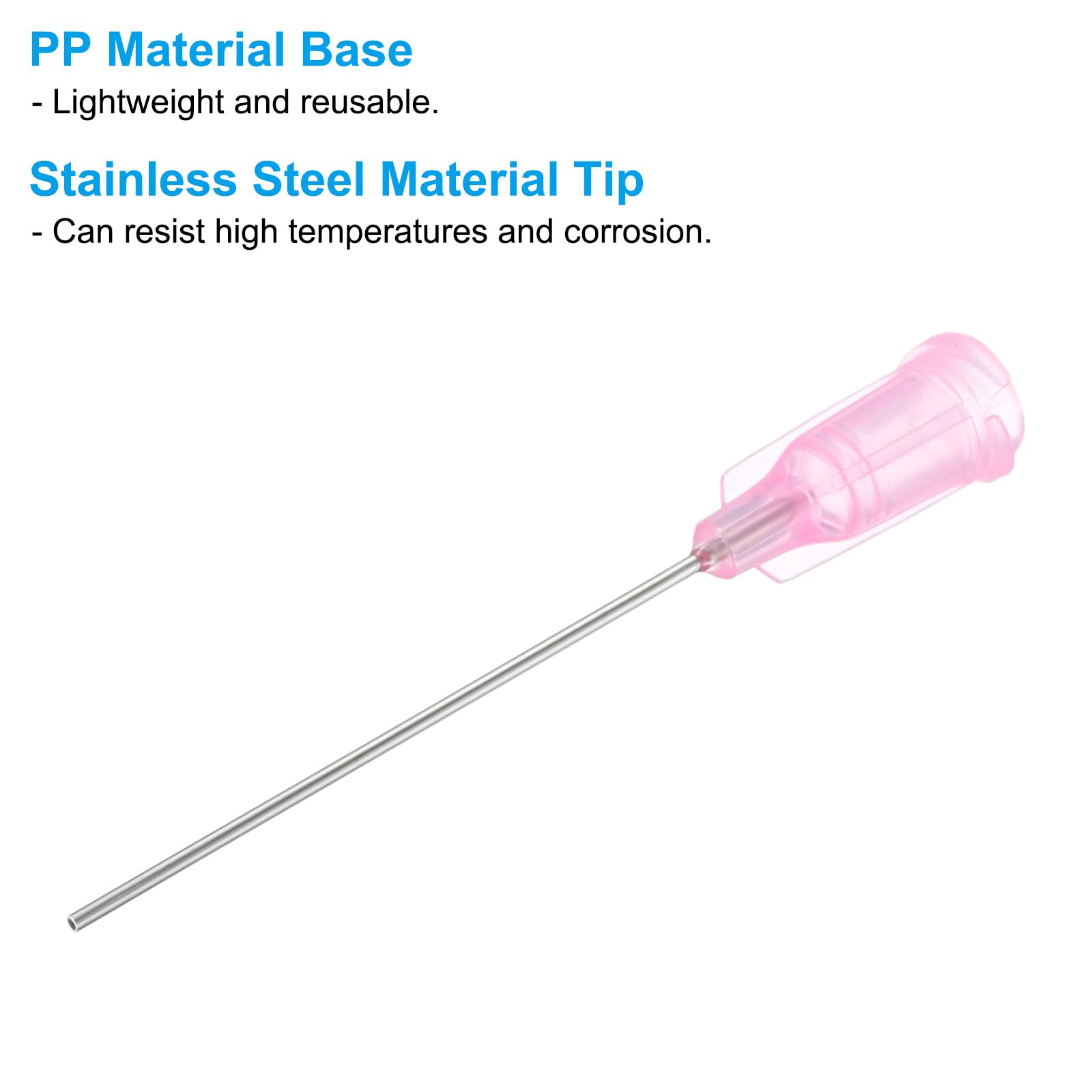 PATIKIL 20Ga x 1.5 Inch Dispensing Needle Tips, 50Pcs Stainless Steel and Plastic Glue Needle Tube Blunt Tips with Luer Lock for Glue Oil Applicator, Pink