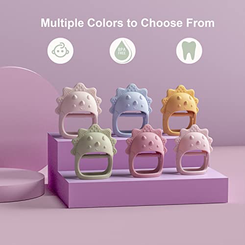 Alwoligag Silicone Dinosaur Baby Teether Toy, Anti-Drop Silicone Baby Mitten Teether for Soothing Teething Pain Relief, Baby Chew Toys for Sucking Needs(1 Packs)