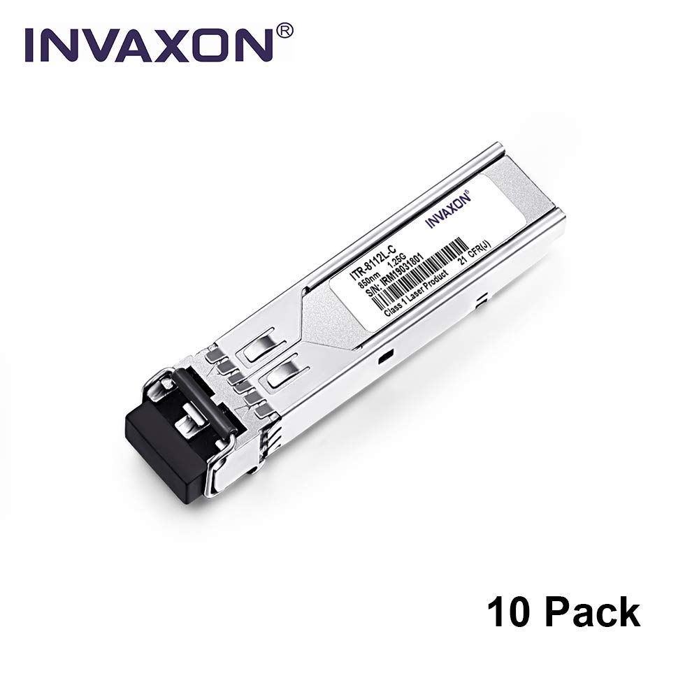 INVAXON 10Pack GLC-SX-MMD/GLC-SX-MM/SFP-Ge-S, 1 Gigabit SFP Transceiver 1000BASE-SX, 850nm, 550m DDM/Dom Fuction