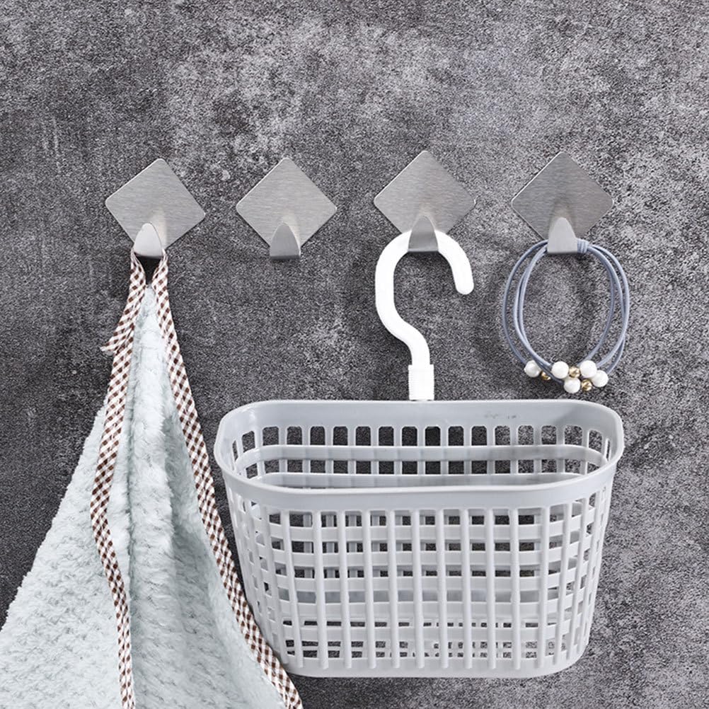 Luxshiny 6pcs Plastic Hanging Baskets Wall Mounted Shower Baskets Hanging Basket Organizer with 360 Degree Rotating Hook Rectangle Storage Baskets for Kitchen Bathroom