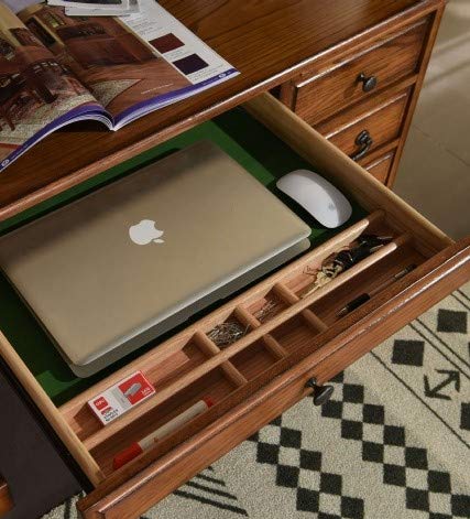 Small Home Office or Student Roll Top Desk- Solid Oak Wood Single Pedestal 40.5Wx24Dx45H BW Organizer Desk Quality Crafted Construction Locking File Drawers Dovetailed Secretary Desk Easy Assembly