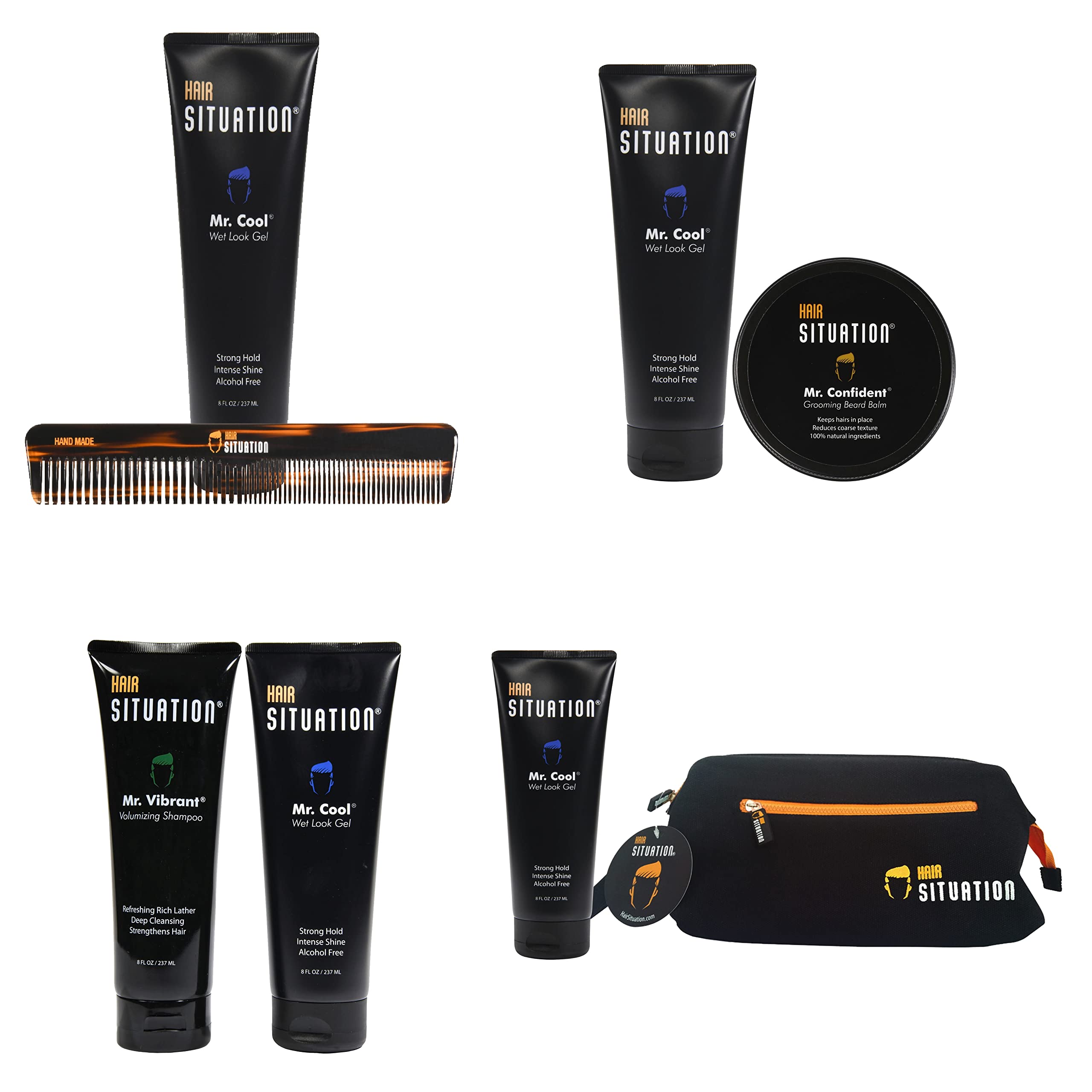 Hair Situation Mr. Cool Wet Look Hair Gel - Strong Hold, High Shine, Alcohol-Free, Clear Styling Formula, Anti-Humidity Frizz Control, Non-Flaking, Non-Greasy, Long-Lasting for All Hair Types 8 Fl Oz