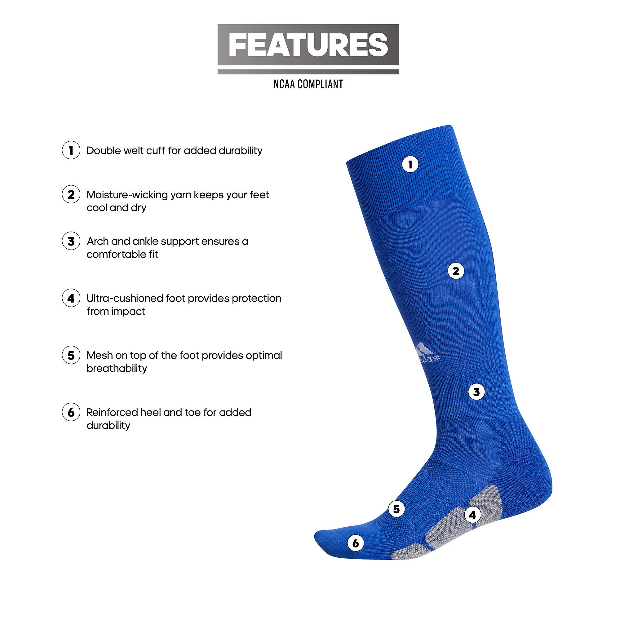 adidas Unisex Icon Baseball/Softball (1-Pair) Over the Calf (OTC), Team Royal Blue/Light Onix Grey/White, Large