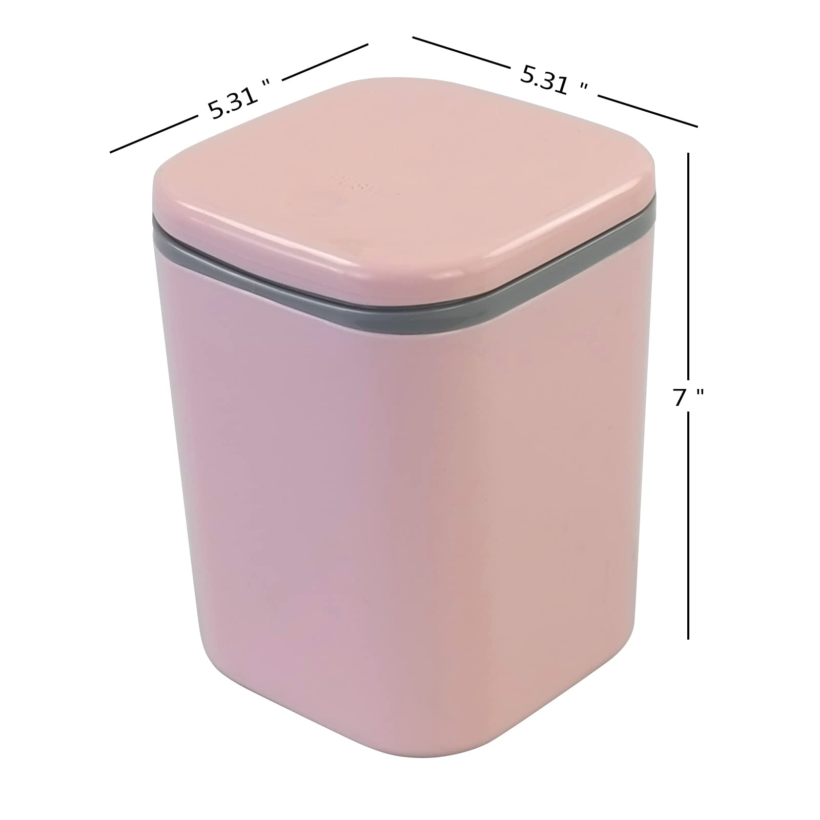 Bringer Plastic Countertop Tiny Waste Can, 0.5 Gallon Mini Garbage Can with Push-on Lid, Pink