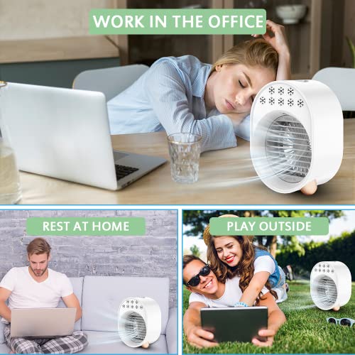 FAZHENWJ Portable Air Cooler Fan, Personal Air Cooler, 3000mAH Battery Powered Mini Air Cooler/Humidifier, Mini Humidifier Misting Fan, 3 Wind Speeds, USB Charging (White)