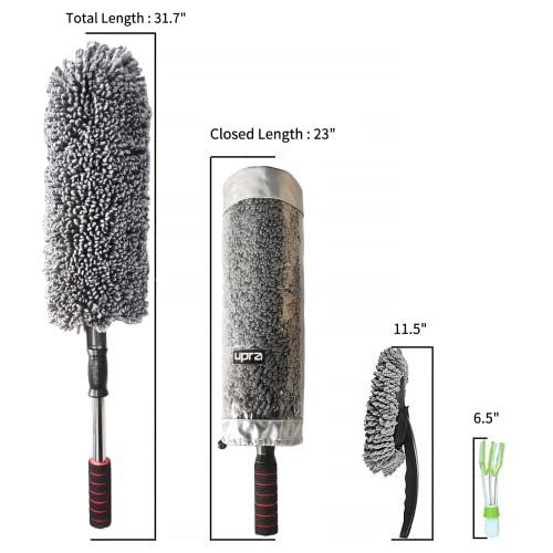 upra Ultimate Car Duster Kit,Best Microfiber Multipurpose Duster,Interior &Exterior Cleaning Tools,Dashboard Detailing Brush,Scratch Lint Free,Pollen Removing,extendable Handle,Tuck,SUV,RV,Set of 4