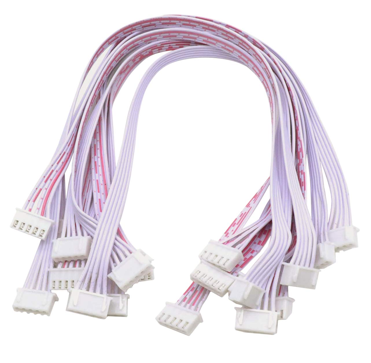 Xiaoyztan 10 Pcs JST XH Female Connector Flat Ribbon Cable, 12 Inches Length 2.54mm Pitch 5 Pin Female to Female