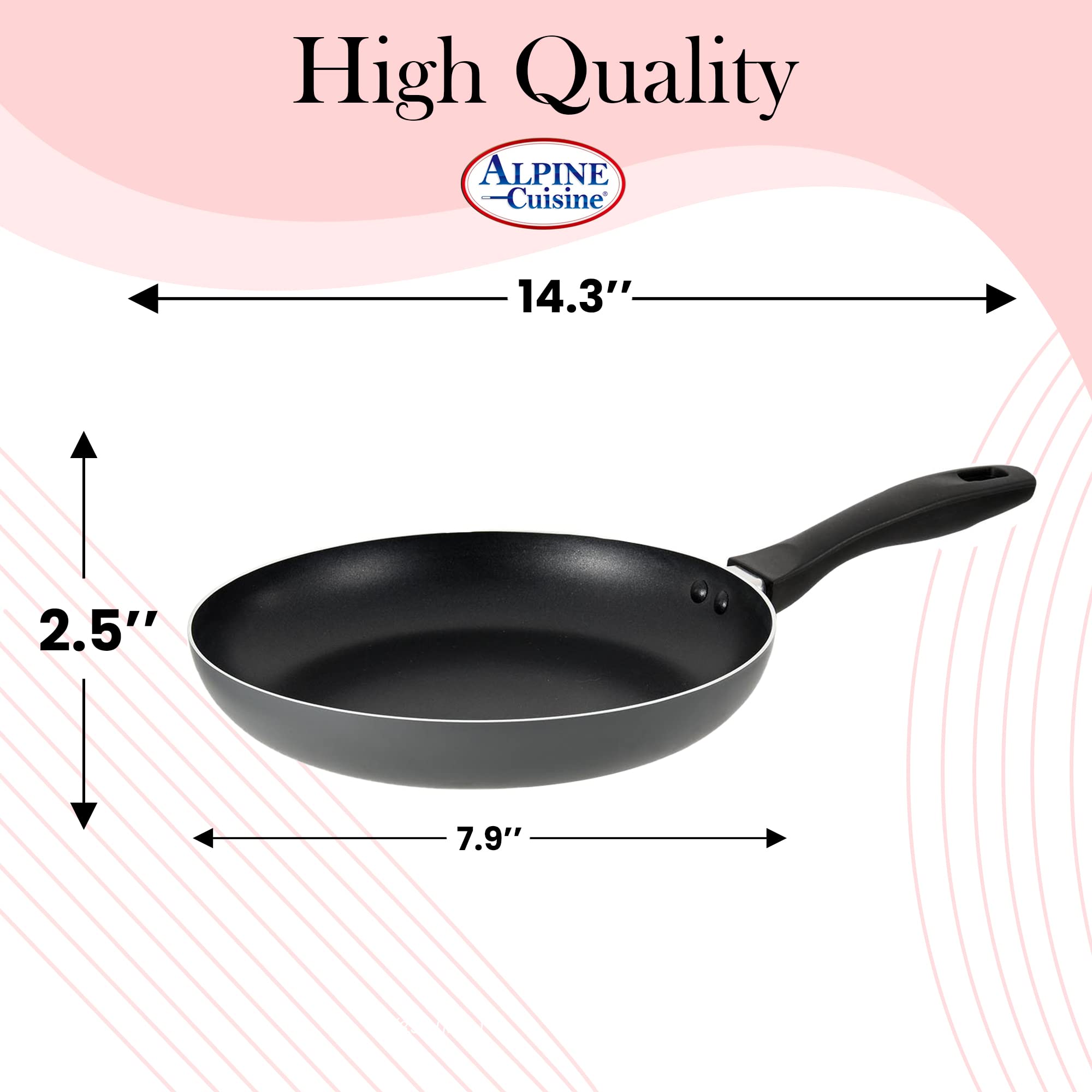 Alpine Cuisine Aluminium Nonstick Coating Frying Pan Gray 8in with Ergonomic Bakelite Handle & Healthy Cooking Pan, Ideal for Family, Durable & Evenly Heated, Heavy Duty & Dishwasher Safe