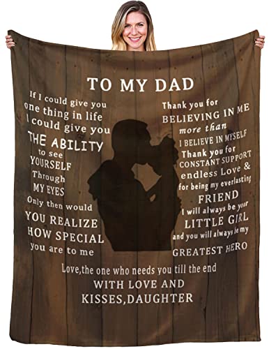 BMDLSPV Gifts for Dad from Daughter to My Dad Blanket Best Gift for Fathers Day Birthday Christmas Valentines Day Bday Present Idea for Father Husband Men Him Healing Thoughts Throw Blanket 60''x50''