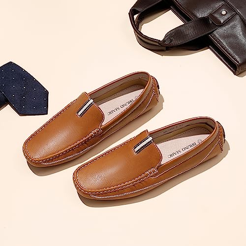 Bruno Marc Men's Tan Driving Moccasins Penny Loafers Slip on Loafer Shoes Size 9.5 BM-Pepe-2