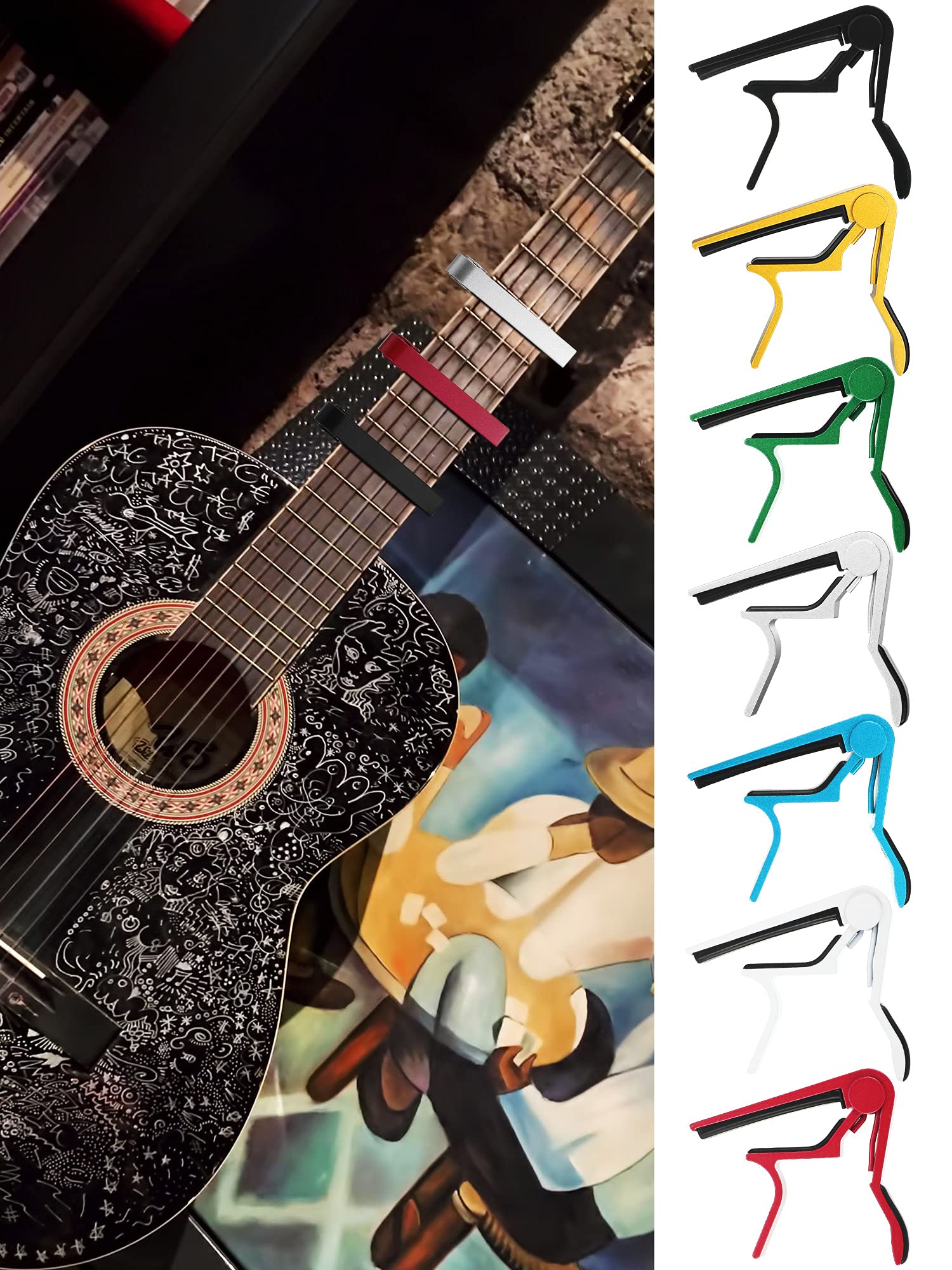8 Pieces Guitar Capo Guitar Accessories Capo Aluminum Metal Universal Guitar Clamp Capo Electric Guitar Capo Clamp for Various Types Lightweight String Instrument