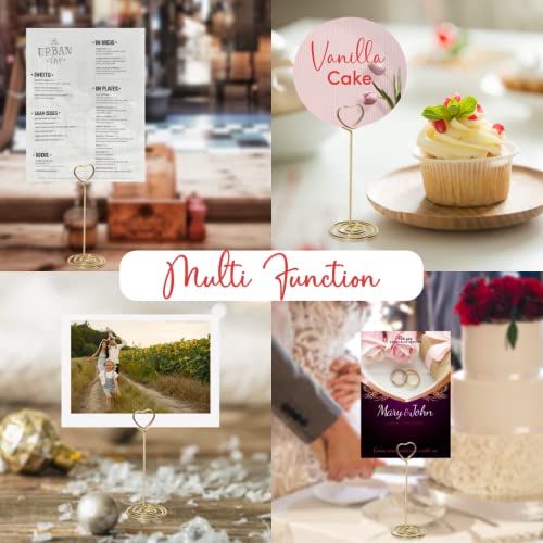 CARDIFY 24 Table Number Holders Gold 3.5 Inches with Customized Place Cards for Wedding Party Home Office Use, Sturdy Place Card Holder Durable to Hold Food Labels, Photos, Memo etc