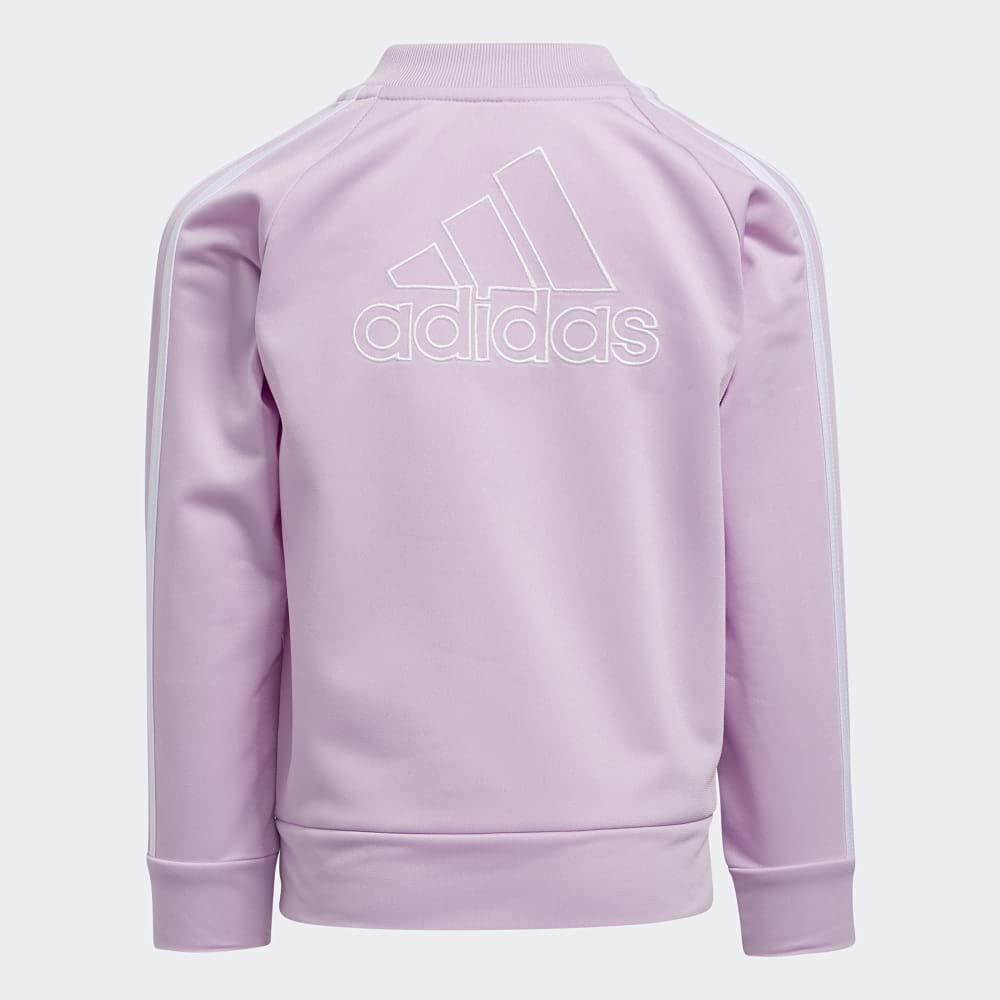 adidas Girls' Zip Front Classic Tricot Jacket and Joggers Set, Clear Lilac, 6