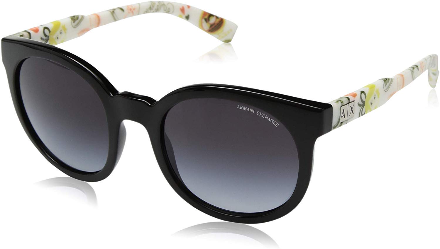A|X ARMANI EXCHANGE Women's Ax4057s Round Sunglasses, Black/Grey Gradient, 53 mm