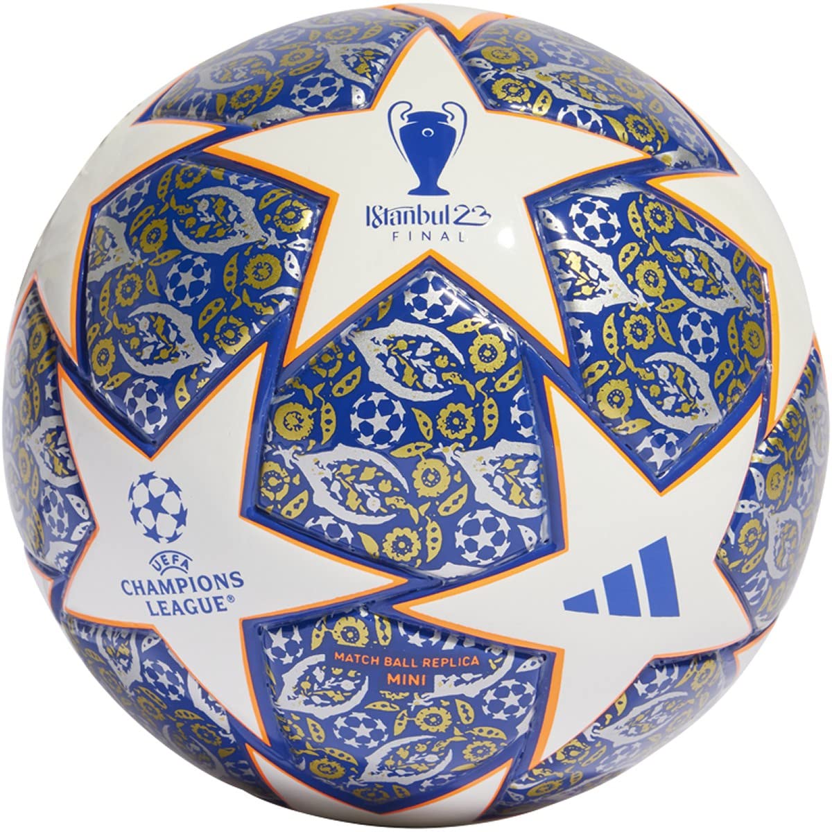 adidas Unisex-Adult UCL Mini Ball, White/Silver Metallic/Bright Cyan/Pantone, 1