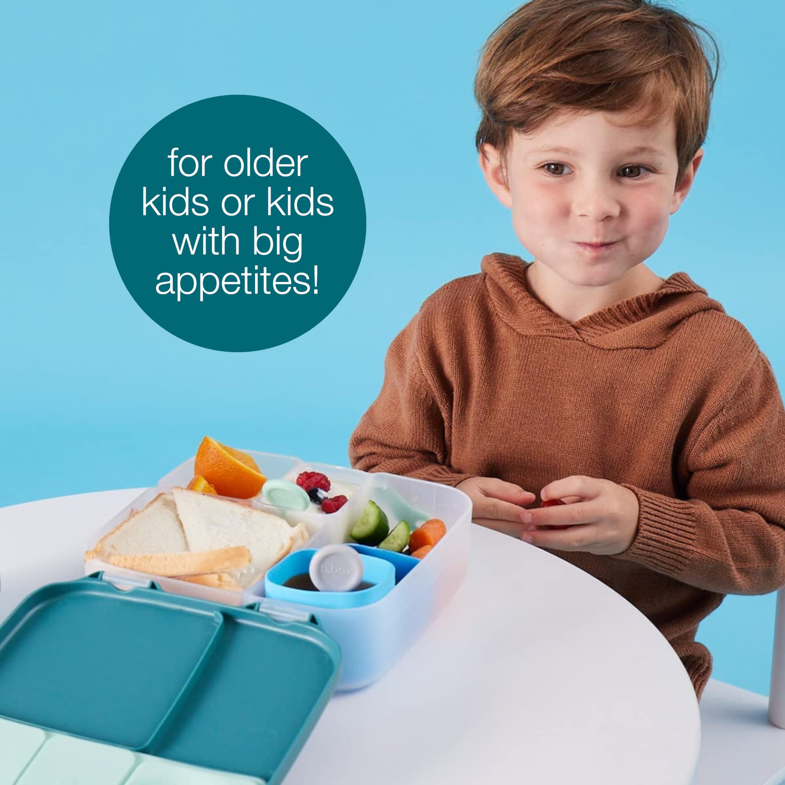 b.box Lunch Box for Kids | Bento Box | 4 Compartments (2 Leak proof), Large Size for Big Appetites | Gel Cold Pack Included | School Supplies | Kids 3+ years (Ocean Breeze, 2L capacity)