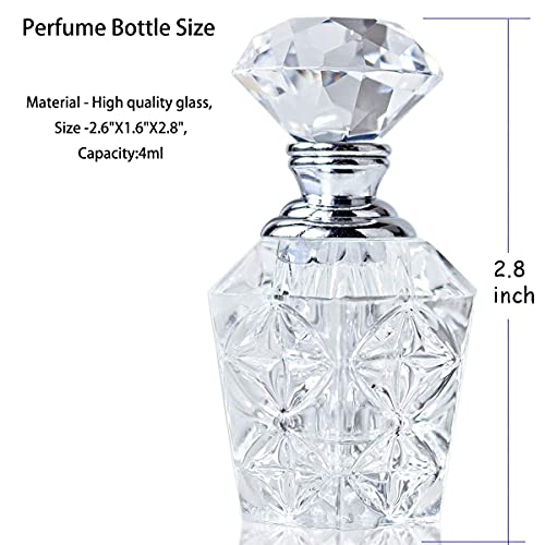 H&D HYALINE & DORA Clear Art Carved Crystal Empty Mini Refillable Perfume Bottle