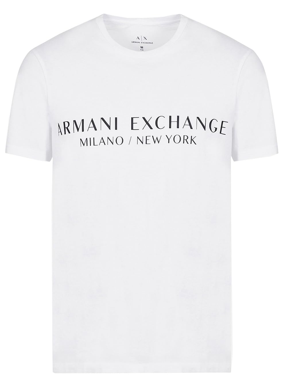 A|X ARMANI EXCHANGE Men's Short Sleeve Milan New York Logo Crew Neck T-Shirt, White, L