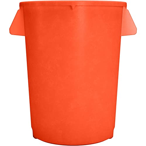 Carlisle FoodService Products Bronco Orange 32 Gallon Round Waste Bin Trash Container - 84103224 - Pack of 4