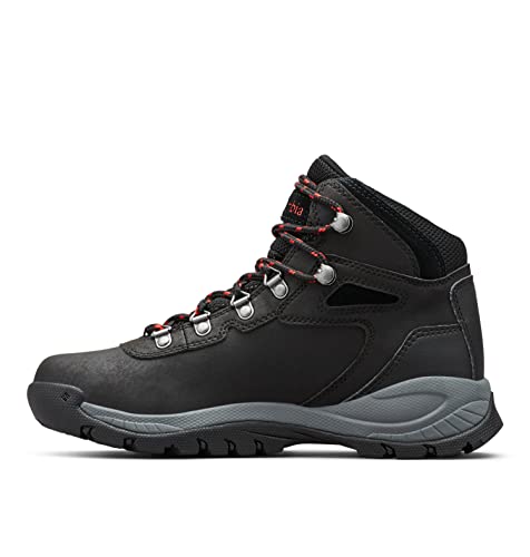Columbia womens Newton Ridge Plus Waterproof Hiking Boot, Black/Poppy Red, 8 US