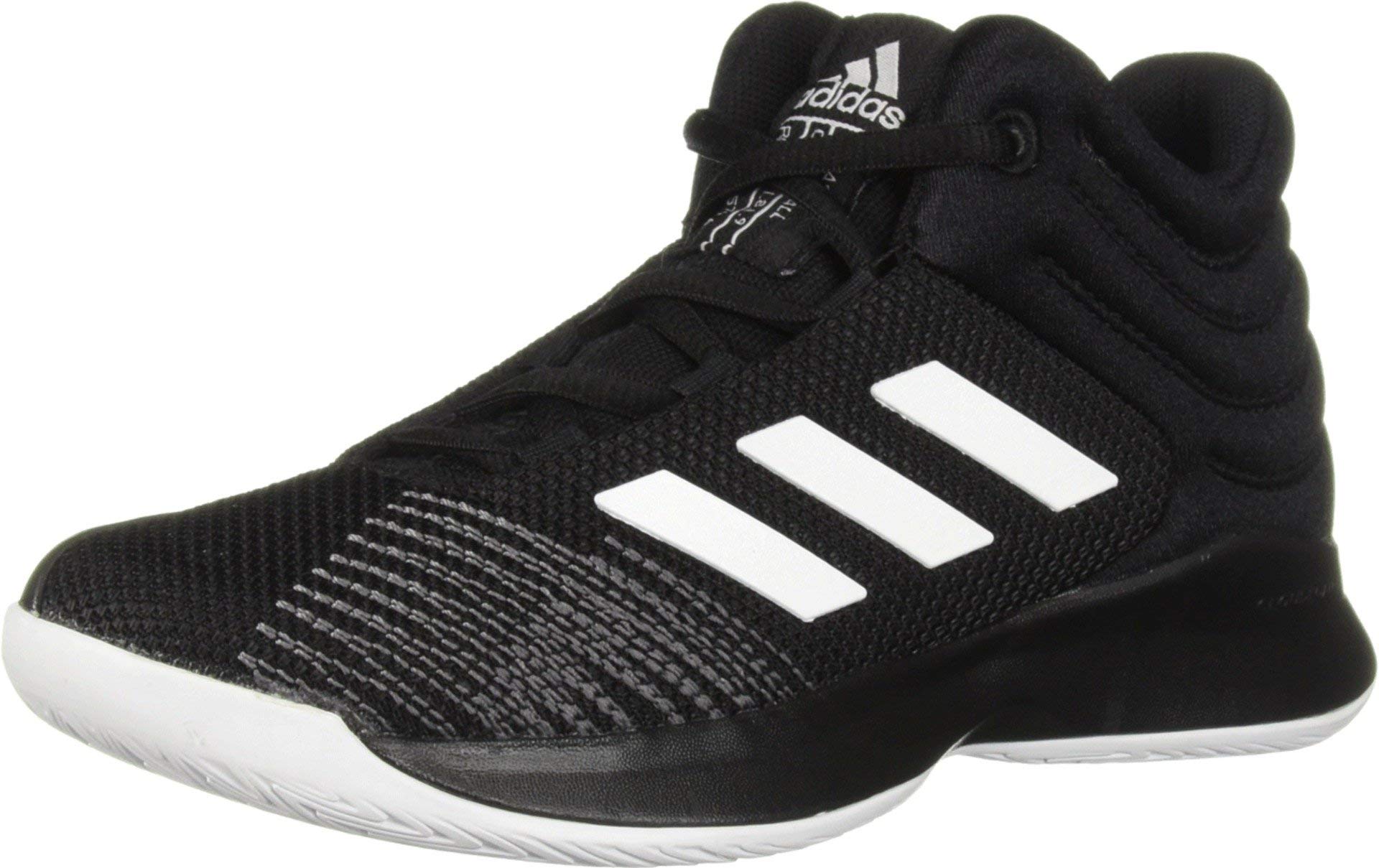 adidas Unisex-Kid's Pro Spark 2018 Basketball Shoe, Black/White/Grey, 5 M US Big Kid