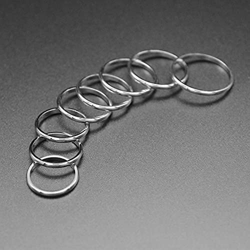 8 PCS Silver Ring Set Titanium Stainless Steel Band Rings for Women Teen Girls Cute 2mm Cute Small Stacking Finger Rings for Knuckle Size 3-10