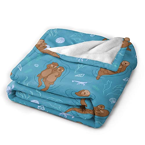 Boceoey Sea Otter Fleece Blankets Twin Size - Blanket for Bed, Sofa, Couch, Camping and Travel - Warm Lightweight Throw for Office Bedroom - Fluffy Soft Plush Blanket 60x80 Inches